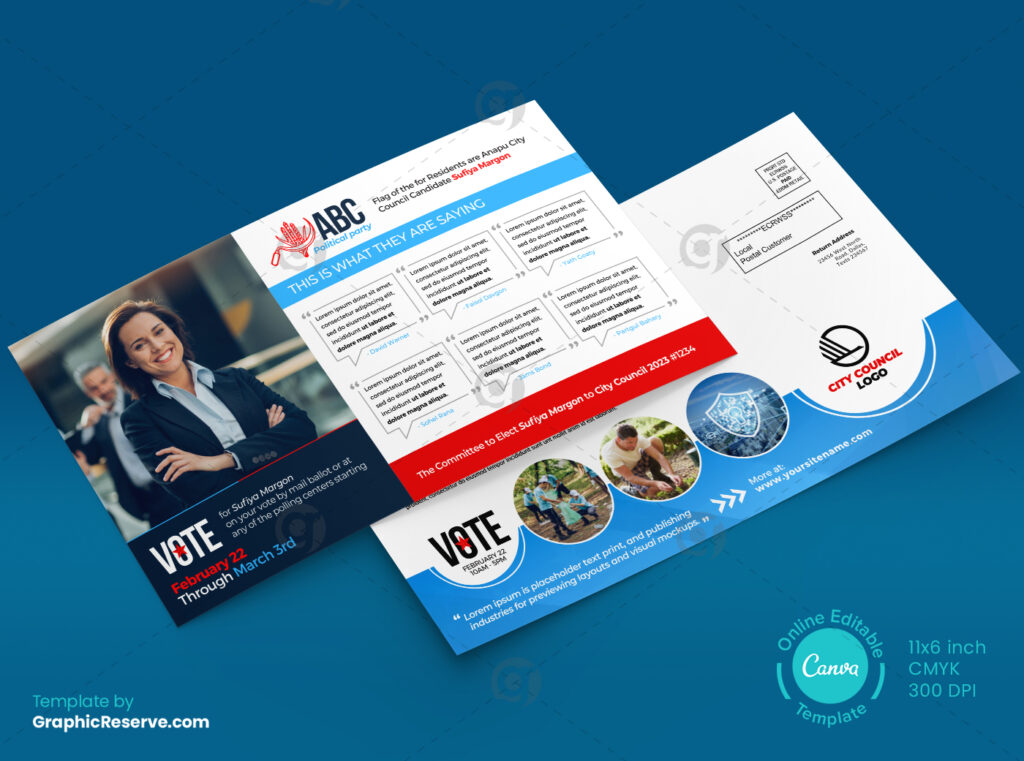Political Campaign Mailer Design (Canva template) - Direct Mail Ninja